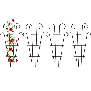 Thealyn 4 Pack 23'' Indoor Plant Trellis for Potted Plants Climbing, Outdoor Metal Garden Trellis Houseplants Flowers Vine Ivy, Wave Shape, Black