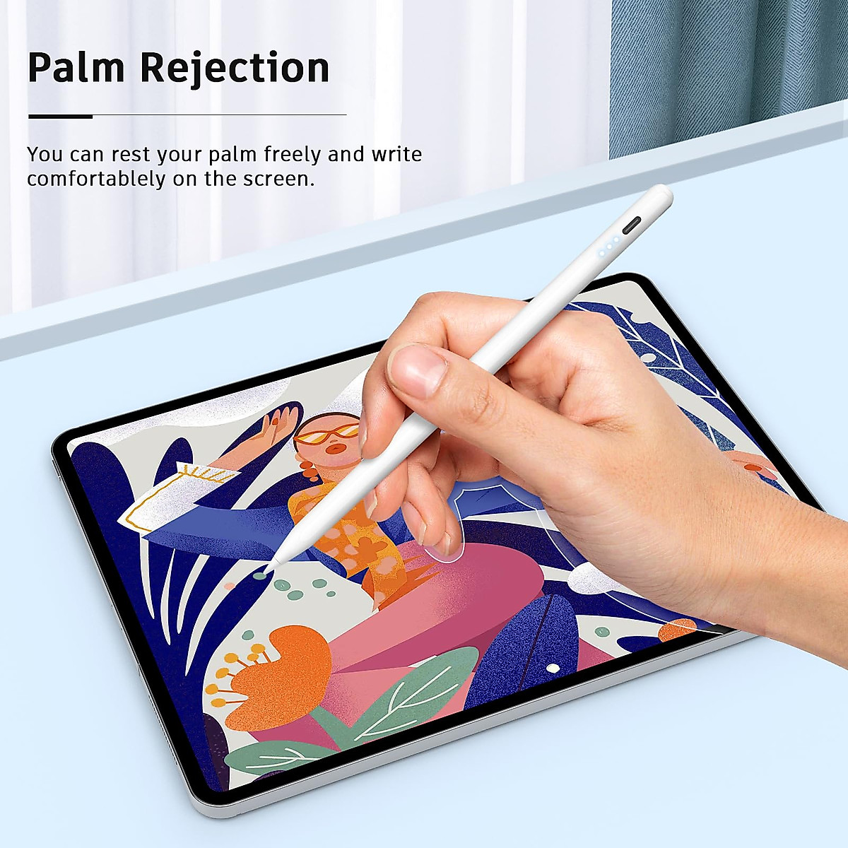 Stylus Pen for iPad 2018-2024, 15 mins Fast Charge Apple Pen iPad Pencil with Palm Rejection and Tilt Sensitivity, Compatible with iPad Pro 11/12.9/13in, iPad 6/7/8/9/10, iPad Air 3/4/5, iPad Mini 5/6