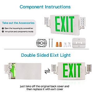 EXITLUX 1 Pack Green Led Exit Lights with Battery Backup&Adjustable Two Head-US Standard UL Listed-Hardwired-Exit Signs for Business/Commercial Emergency Light Fixtures