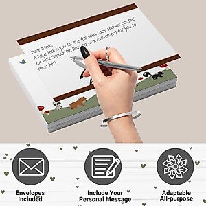 Paper Clever Party Woodland Baby Shower Thank You Cards with Envelopes Blank Notes Prefilled with Message Boys or Girls Personalize Notecards for Registry Gifts, Rustic 4x6 Stationery Set, 15 Pack