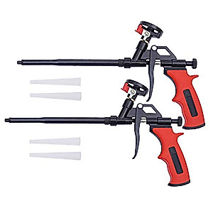 DAFEIKE Expanding Foam Gun, Upgraded Teflon Foam Dispensing Gun, Insulated Pro Foam Gun, Pu Foaming Sealant Sprayer for Caulking and Insulation, Pack of 2 Red