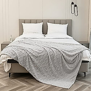 Soft Fleece Twin Blanket, Cozy Fuzzy Microfiber Comfy Sherpa Throw for Bed Sofa Couch and Travel, Grey, 60x80 Inches