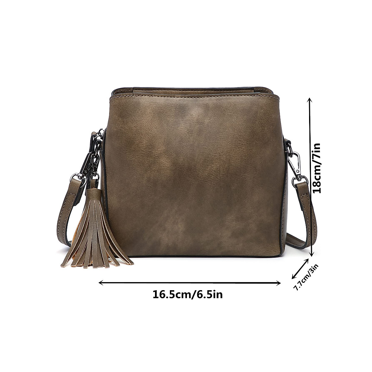 seOSTO Medium Women Crossbody Purse Bag with Tassel (Khaki)