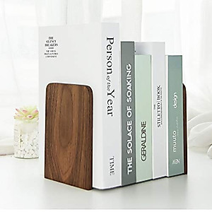Tbkoly Home Decor Walnut Bookends Creative Wooden Bookend Desktop Storage Box Book Clip Thickened Book Stand, Office Desk Book End for Shelves, Pack of 2 Pairs Book Ends