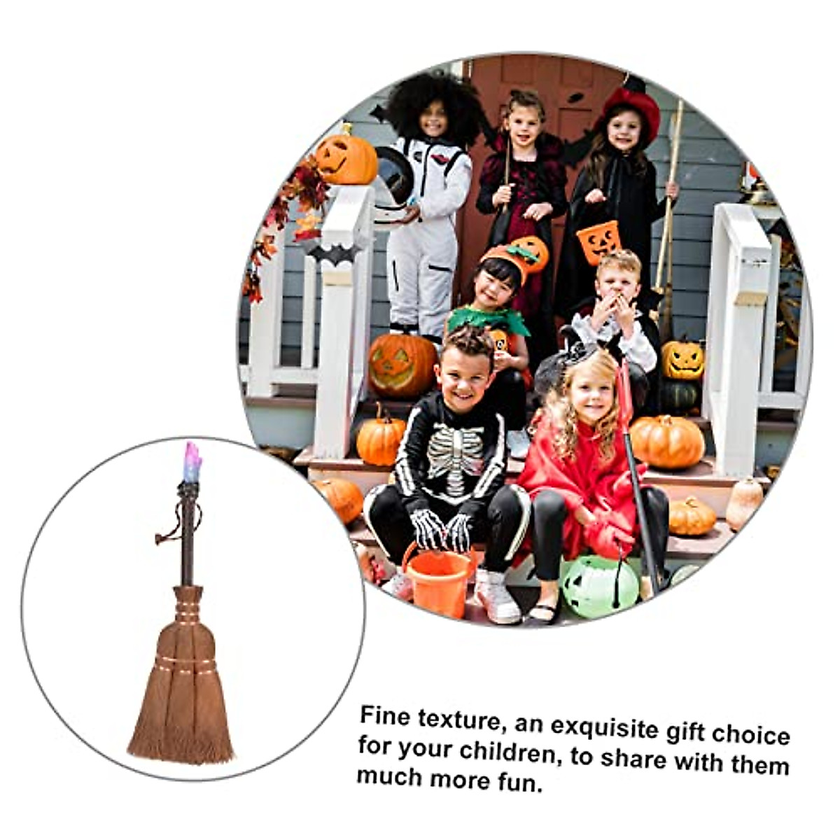 COLLBATH 4pcs Children's Mini Broom Mini Wizard Broom Dollhouse Miniature Brooms Broom Hanging Decoration Crystal Witch Broom Altar Ornament Halloween Brooms Decor Garden Car Palm Toy Room