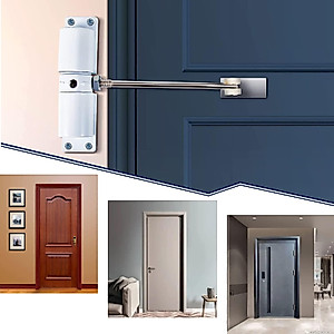 Automatic Door Closer, Zinc Alloy Safety Spring Door Closer Adjustable 30 kg Closing Door Hinge (White)