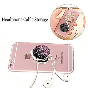 DaBuBu New Version Phone Holder 3 Pack Black Purple Pink Glitter Art Expanding Grip Stand Finger Holder for Smartphone and Tablets