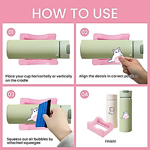 HealthSTEC Crafting Cup Cradle with Silicone Material and Felt Edge Squeegee Ideal for Applying Vinyl Decals on Tumblers Anti-Skid Design(Pink)