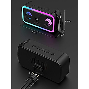 Torteco Bluetooth Speaker, F60, IPX7 Waterproof Bluetooth Speaker with Loud Stereo Sound,15 Hours Playtime,Gradient Light, Portable Speaker for Home,Outdoor,Travel and Party