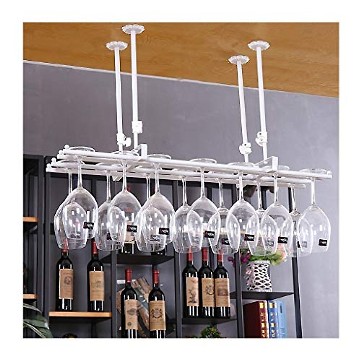 WXXGY Grape Glass Rack Wine Rack Wine Glass Rack Hanging Goblet Rack Wine Glass Rack Upside Down Glass Rack Bar Creative Hanging Glass Rack/White/80X25Cm