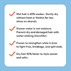 AQUIS Hair Wrap, Water-Wicking Microfiber Towel, Dries Hair 50% Faster, Button-Loop Closure, Hands Free Drying, Soft Pink