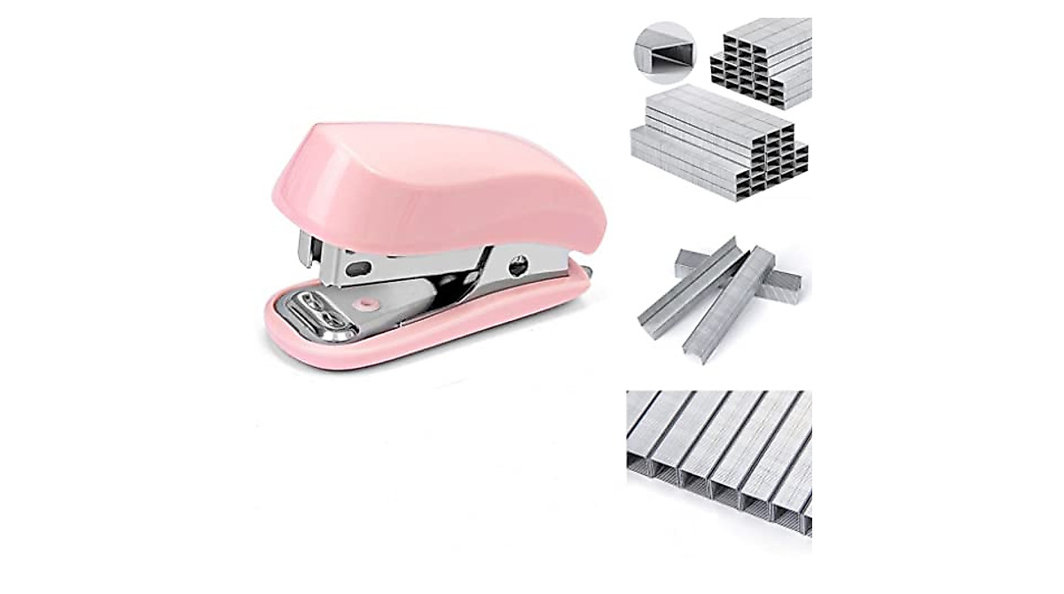Pink Mini Stapler with Staples – Compact & Cute for Office & Home
