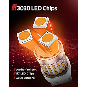 Torchbeam T20 7443 7440 LED Turn Signal Light Bulbs 7444NA 7442NAK, Amber Yellow W21W 7441 7444 LED Bulbs with Projector Replacement for Parking Front Rear Turn Signal Lights