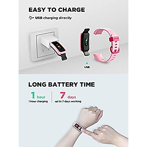 BIGGERFIVE Vigor Kids Fitness Tracker Watch for Girls Boys Ages 5-15, IP68 Waterproof, Activity Tracker, Pedometer, Heart Rate Sleep Monitor, Calorie Step Counter Watch