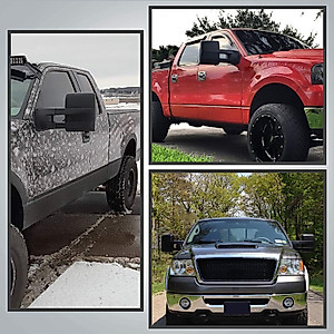 AUTOSAVER88 Towing Mirrors Compatible with 2004 2005 2006 Ford F150 Truck, Trailer Tow Mirrors w/Power Heated Glass Turn Signal Puddle Lamp, Manual Telescoping and Folding Side Mirror