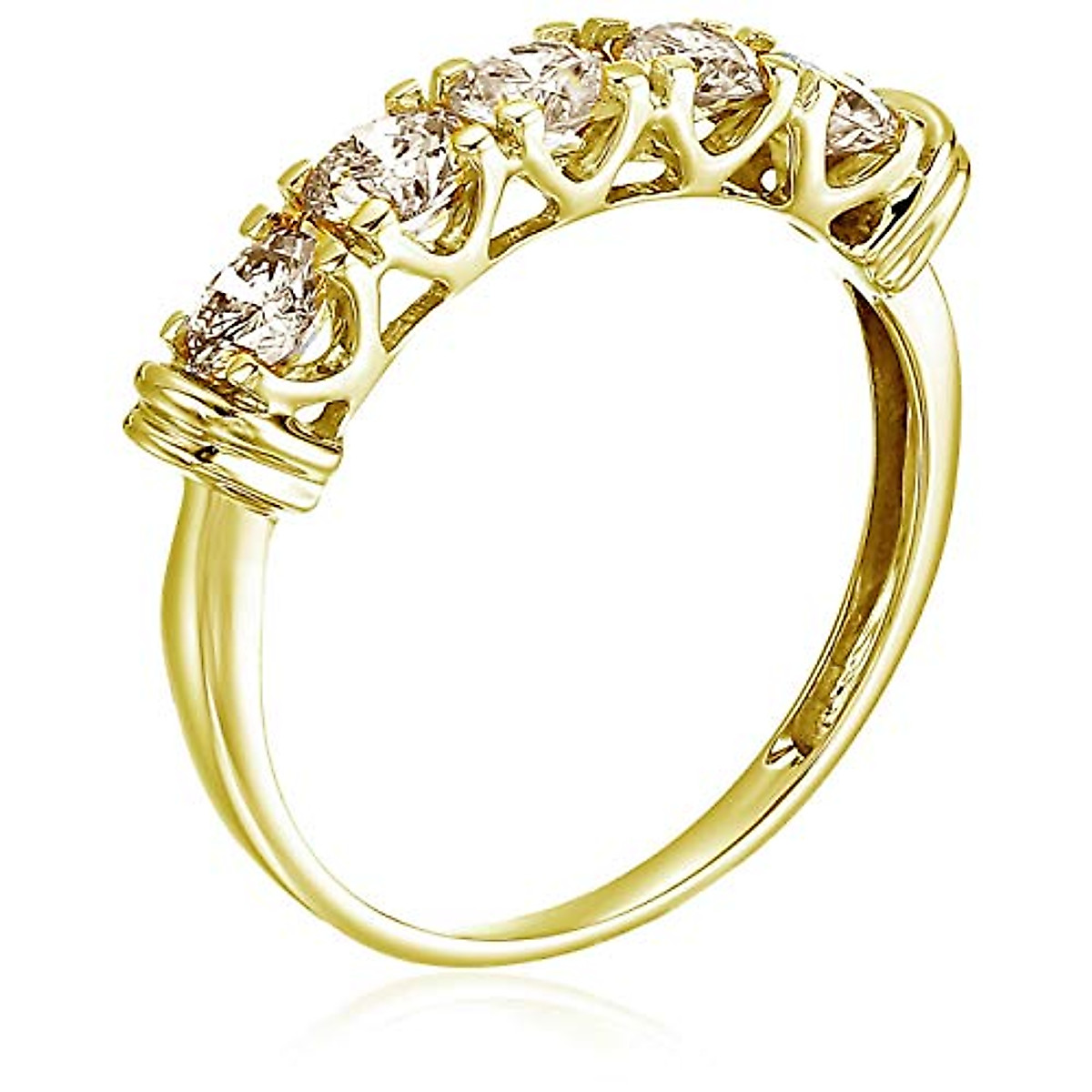 VIR JEWELS 1 cttw 5 Stone Champagne Diamond Wedding Engagement Ring 14K Yellow Gold Round Size 7.5