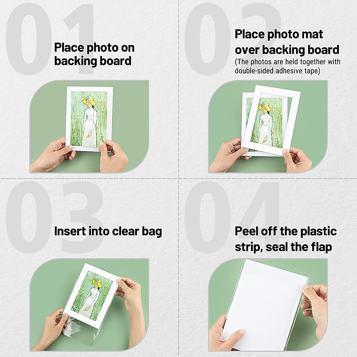 Golden State Art, 50 Pack Clear Bags for 12x18 Mats, Pictures, Acid-Free, 12 7/16" x 18 1/4"