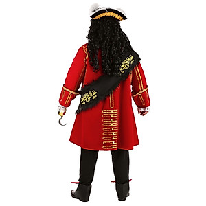 Men's Plus Size Captian Hook Costume, Elite Captian Hook Halloween Outfit, Red Pirate Captain 3X