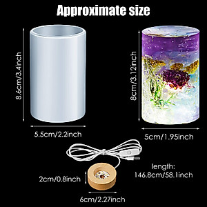 Cylinder Light Resin Silicone Mold Set, Include Cylinder Light Resin Mold and USB Powered Wooden Lighted Base Stand for DIY Desktop Ornaments Table Lamp Table Candle Home Decorations (3 Pieces)