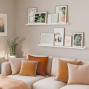 Wallniture Boston 46" Floating Shelves for Wall Decor, Photo Ledge for Living Room Decor, Floating Wall Bookshelves, Long Wall Shelves for Collage Picture Frames, White Kids Bookshelf Set of 2