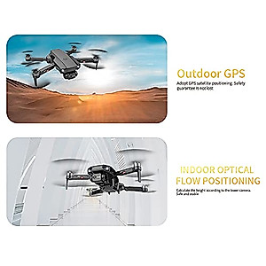 Lozenge Brushless Drone with Camera 4K Camera GPS Drone Follow Me Quadcopter Helicopter HJ188 RC Drones with Camera Motorized Adjustment Camera Dual Cameras Gesture Video/Photography (4K Double Camera&3 Battery&Grey)