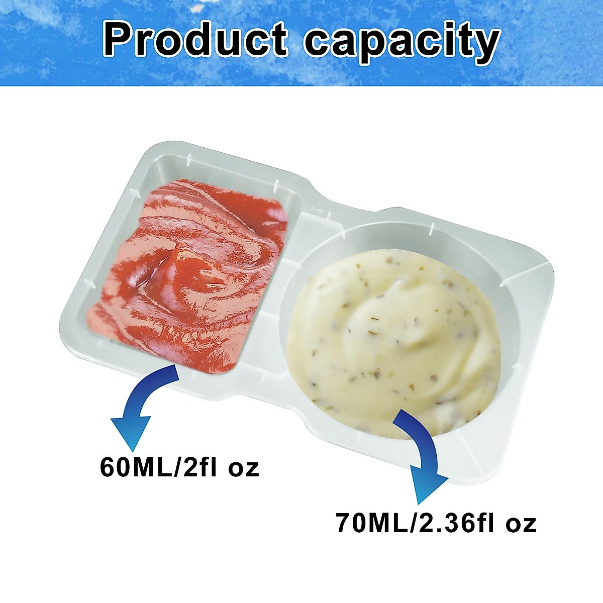 KFAREJGOAE Two Compartment Containers with Lids Little Snack Containers Divider Containers for Condiments Dressing 30 Count