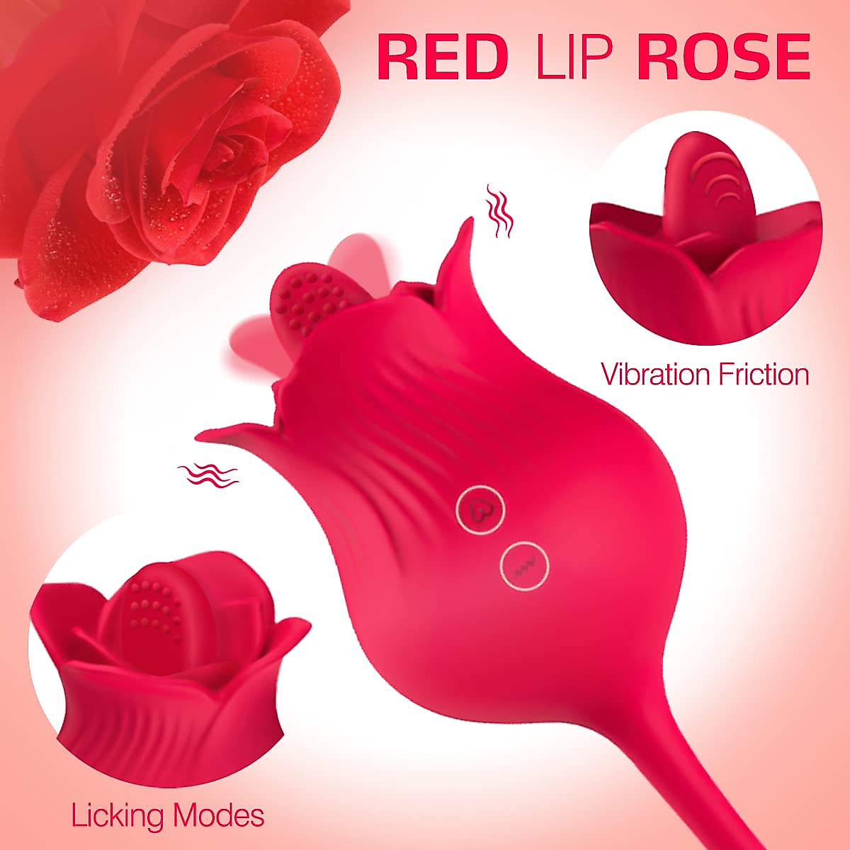 Rose Toy Vibrator for Woman,Clitoral Tongue Vibrator Sex Toys with 10 Speed Modes,G-spot Dildo Rose Nipple Massager Licking Stimulator for Women