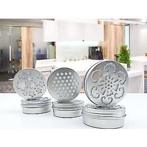 Aukousn, 12 Pack 2 Oz Aluminum Tins With Lids Empty Storage Containers for Air Freshener 3 Styles