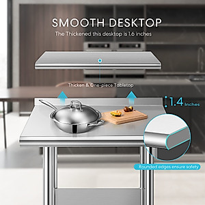 VIVOHOME 24 x 24 Inch Stainless Steel Work Table with Backsplash, Prep Commercial Table with Wheels for Restaurant, Hotel, Home and Warehouse