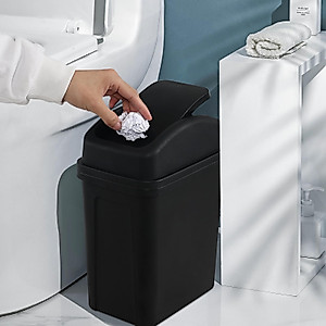 Minekkyes 1.8 Gallon Swing Top Trash Can, Small Swing Garbage Can, Black