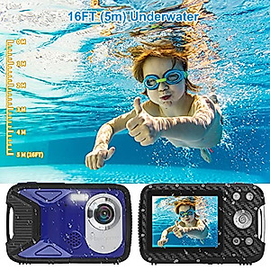 Waterproof Digital Camera,1080P 21MP HD Digital Camera with 2.8" LCD Screen,Rechargeable Point and Shoot Camera,Compact Portable Digital Camera for Kids Students,Teens,Beginner with 8X Digital Zoom
