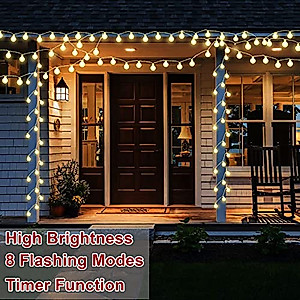 TURNMEON 100 LED 39.4 Ft Christmas Lights Globe String Lights Decor, Timer 8 Modes Plug in Fairy Lights for Bedroom Indoor Outdoor Christmas Decoration Home Yard Garden Xmas Tree Decor (Warm White)