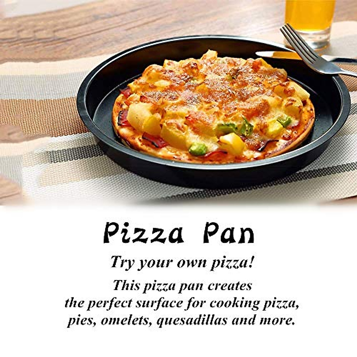 Air Fryer Accessories for Ninja Gourmia Cosori Phillips Gowise, Fit all 3.7QT-5.8QT, Set of 2 with 8 Inch Cake Barrel, Pizza Pan, Black Round