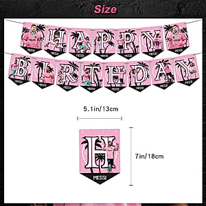 Kozrlib Soccer Star Theme Birthday Party Decorations 31Pcs Pink Miaami Football Party Supplies Including Banner Cake Topper Cupcake Toppers Balloons Background