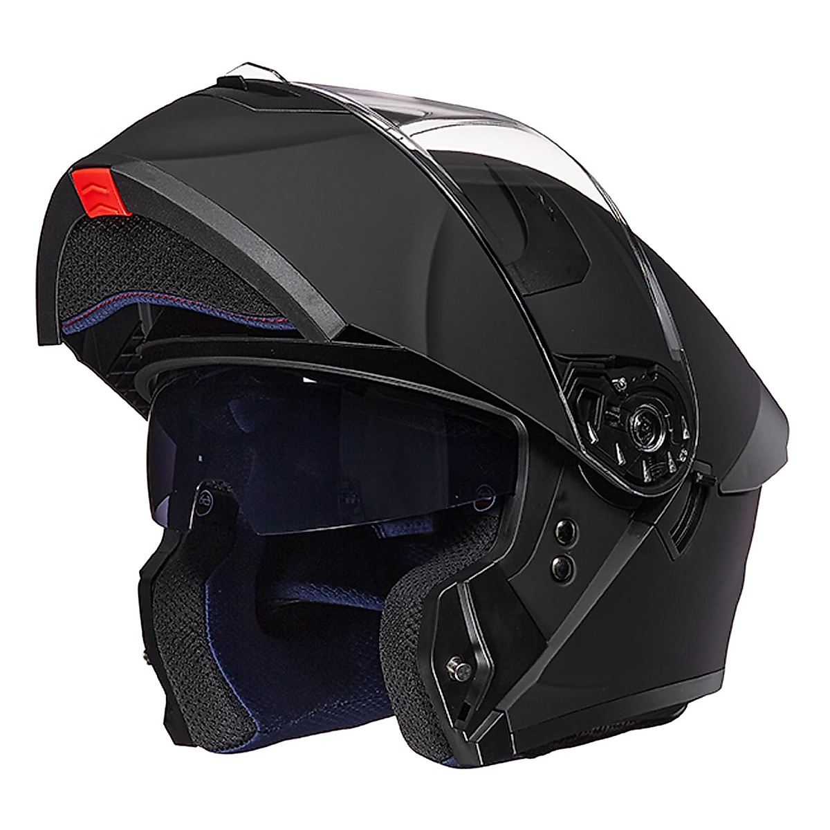 ILM Adult Motorcycle Helmet Dual Visor Flip up Modular Full Face Helmet DOT Model WS206(Matte Black,Medium)