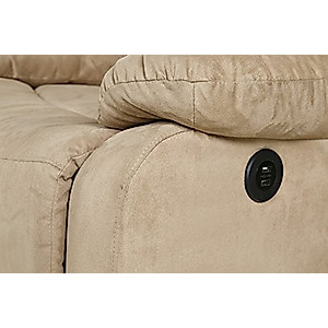 Relaxzen Longstreet Rocker Recliner with Massage, Heat and Dual USB Ports,Microfiber, Beige