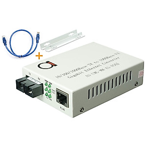 Multimode SC 850nm Gigabit Fiber Media Converter - Built-In SC Fiber Module 550m (0.34 miles) – to UTP Cat5e Cat6 10/100/1000 RJ-45 – Auto Sensing Gigabit | Fast Ethernet Speed - Jumbo Frame - LLF