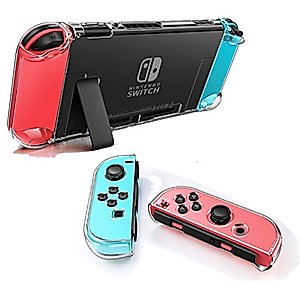 Dockable Clear Case for Nintendo Switch, VANJUNN 3 in 1 Protective Case Cover for Nintendo Switch and Joy-Con Controller with Clear Grip Cover Shock-Absorption and Anti-Scratch Design(Crystal Clear)