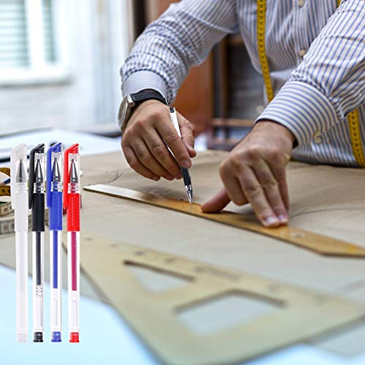 4 Pieces Heat Erase Pens with 40 Heat Erasable Fabric Refills Marking for Sewing, Quilting and Dressmaking(4 Colors)