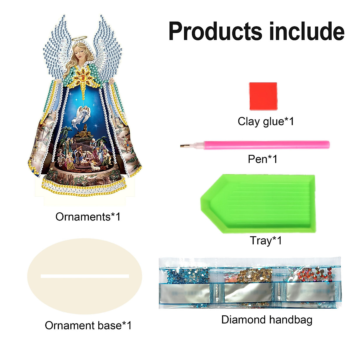 Angel Girl Pattern Diamond Painting Desktop Ornaments Kit for Adults Beginner 5D DIY Diamond Art Tabletop Decorations Special Gem Mosaic Arts Crafts Home Bedroom Table Decor