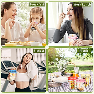 Bravebull 6Pcs Overnight Oats Containers with Lids and Spoon 12 Oz Wide Mouth Mason Jars,Meal Prep Container,Glass Food Storage Containers for Yogurt,Fruit,Cereal,Salad,Oat