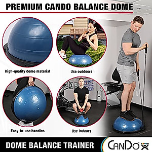 CanDo Dome Balance Trainer 55cm with Non-Skid Base for Balance Training, Strength Building, and Cardio Exercises for Home, Gyms, and Clinics, Includes Resistance Cords and Air Pump