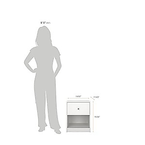 Tvilum, 1 Drawer 1 Shelf Nightstand, Bedroom Furniture, Silver Drawer Knobs, Dark Brown