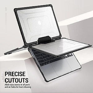SEYMAC stock Case for MacBook Pro 16 inch 2024-2021 A3403 A3186 A2991 A2780 A2485, Shock-Absorbing Protection with Folding Stand &Mouse Pad/Bag Case for MacBook Pro 16'' M4/M3/M2/M1 (HardBlack)