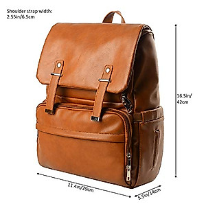 KZNI Leather Diaper Bag Backpack, Nappy Bag Baby Bags for Mom Unisex Maternity Diaper Bag with Stroller Hanger|Thermal Pockets|Adjustable Shoulder Straps|Water Proof| LargeCapacity (Brown)