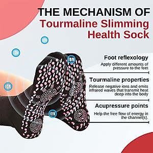 LAZGET 3 Pair Afiz Tourmaline Slimming Health Sock, AFIZ Tourmaline Health Sock, Tourmaline Lymphvity Slimming Health Sock, Tourmaline Self-Heating Socks for Men Women Unisex, (6 Pairs colors)
