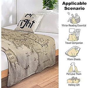 Blanket Middle Earth Map Blankets and Throws Premium Fleece Super Soft Throw Blanket Cozy Bed Blanket Couch Decorative for Home Bedding Living Room (Black, 50 * 40)