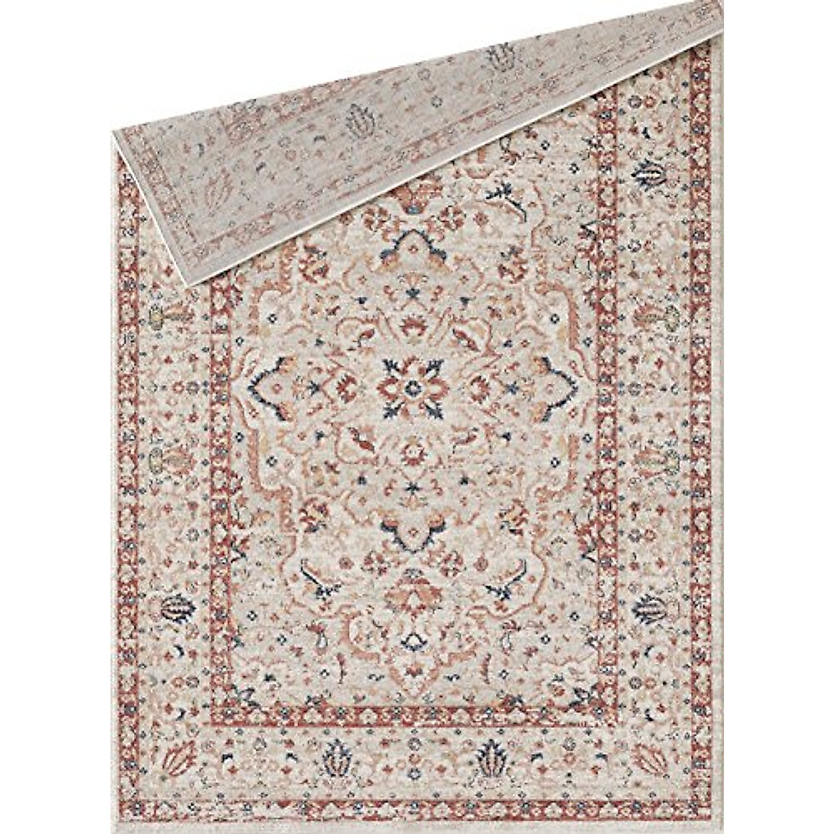 Abani Rugs Vintage 6' x 9' Diamond Medallion Area Rug - Babylon Collection Beige & Red Traditional Style Turkish Accent Rug