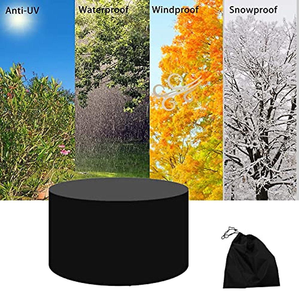 ZHANGY Patio Furniture Cover 24x24 in, Waterproof Patio Table Covers, Garden Furniture Covers Round, 420D Waterproof DustProof Outdoor Large Round Table and Chairs Furniture Set Covers