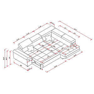 N NOORDENIYA 105.8" Luxury Sleeper Sofa Bed with Pull Out Couch Bed,Left-Corner Chaise Sofa with Storage Chaise Lounge,Adjustable Backrest & Plush Corduroy Velvet for Living Room (Beige)